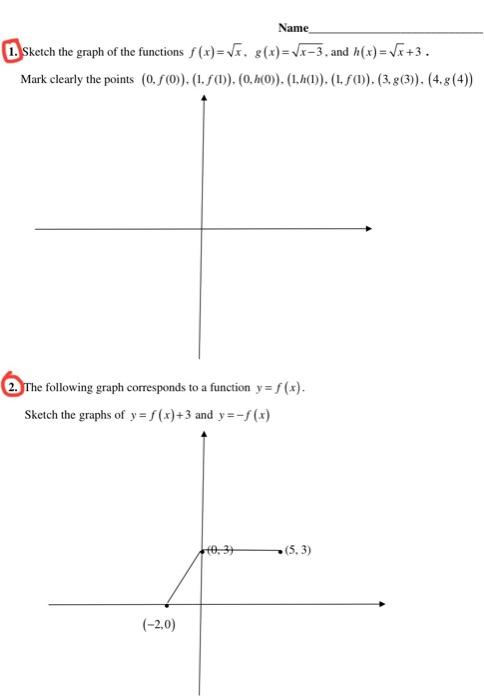 Solved 1. Sketch the graph of the functions f(x)=x,g(x)=x−3, | Chegg.com