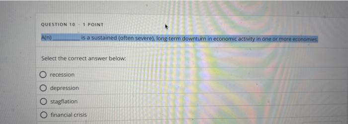 Solved Aln) is a sustained (often severe), Iong-term | Chegg.com