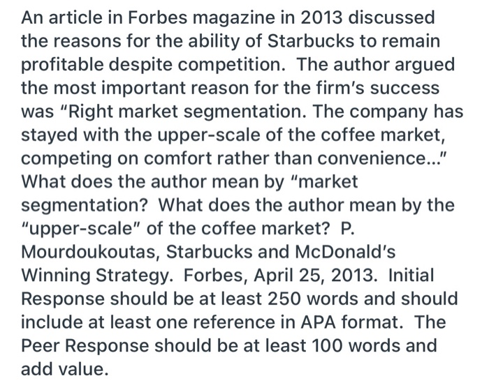 Solved An article in Forbes magazine in 2013 discussed the | Chegg.com