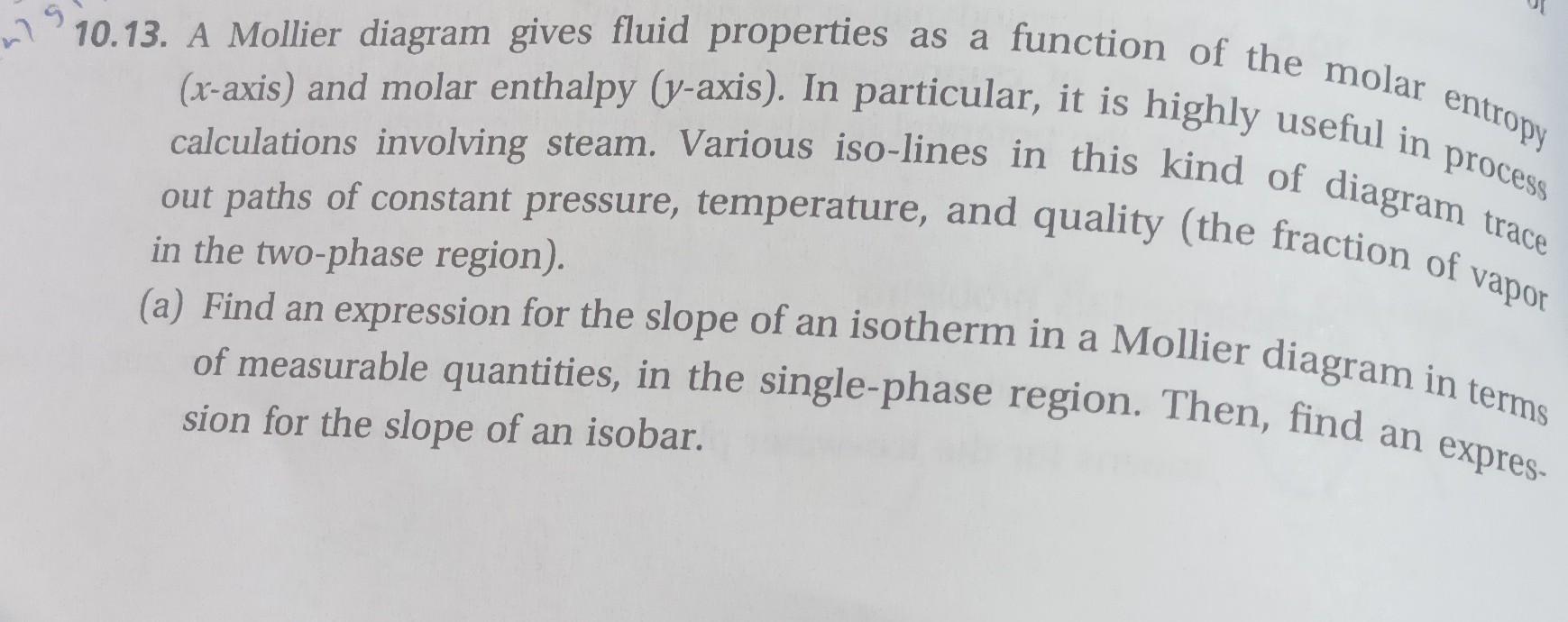 Solved 10.13. A Mollier diagram gives fluid properties as a | Chegg.com