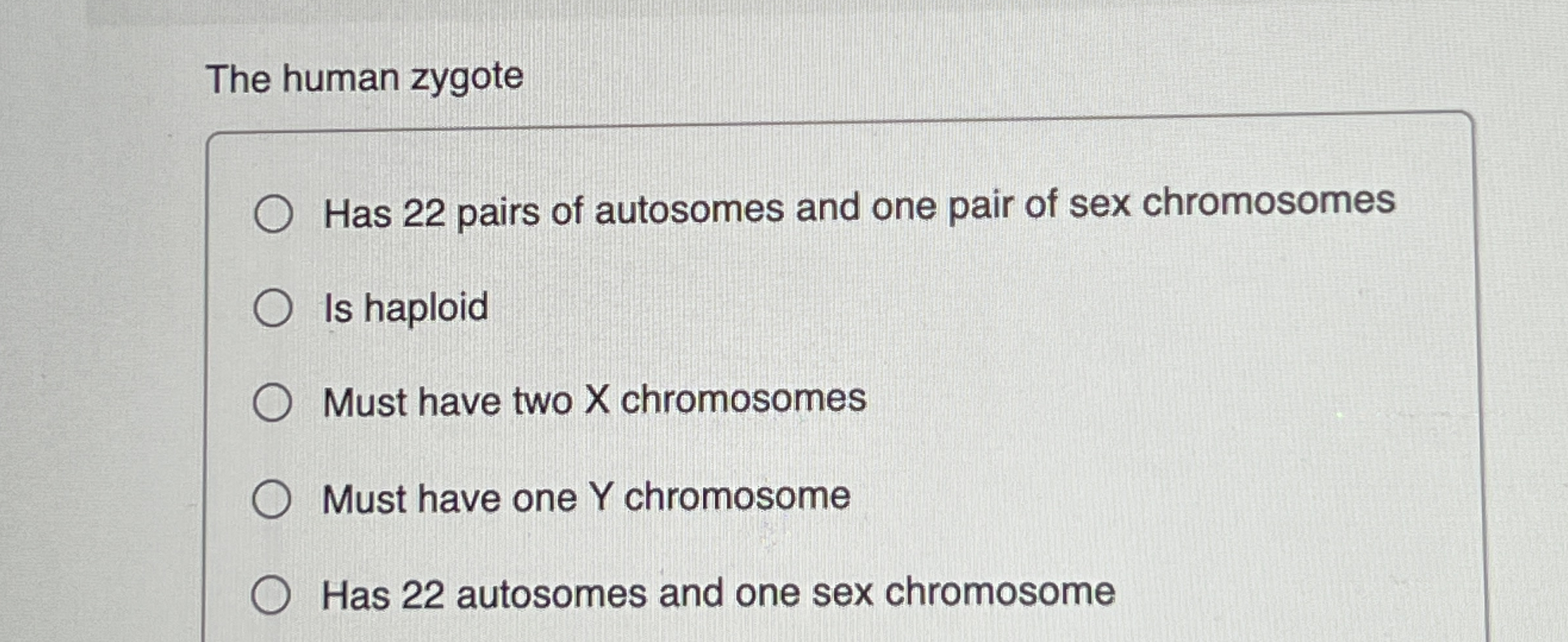 Solved The human zygoteHas 22 ﻿pairs of autosomes and one | Chegg.com