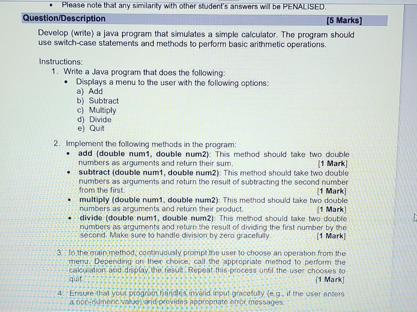 Solved Calculator Program Menu: 1. Add 2. Subtract 3. | Chegg.com