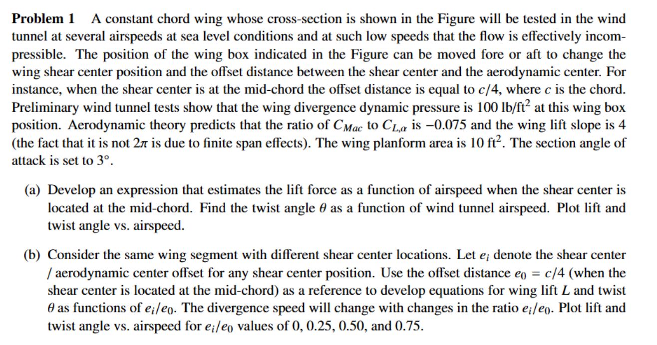 Solved A constant chord wing whose cross-section is ﻿shown | Chegg.com