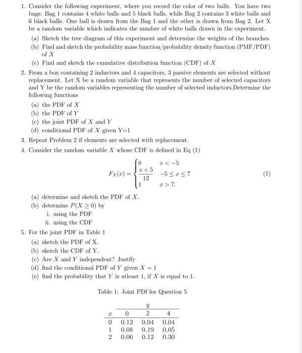 Solved 1. Consider the following experiment, where you | Chegg.com