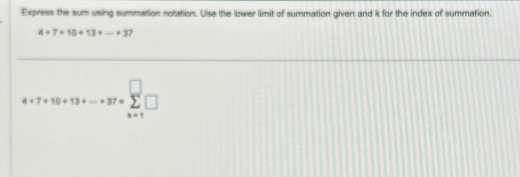 Solved Express the sum using summation notation. Use the | Chegg.com