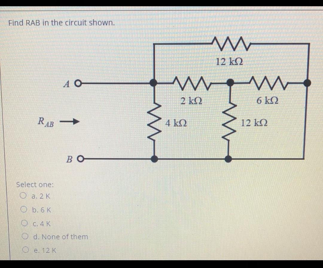 Solved Find RAB in the circuit shown. Λ 12 ΚΩ Α Ο. Λ ΑΛΛ- 2 | Chegg.com