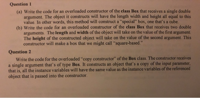 Solved Question 1 (a) Write the code for an overloaded | Chegg.com