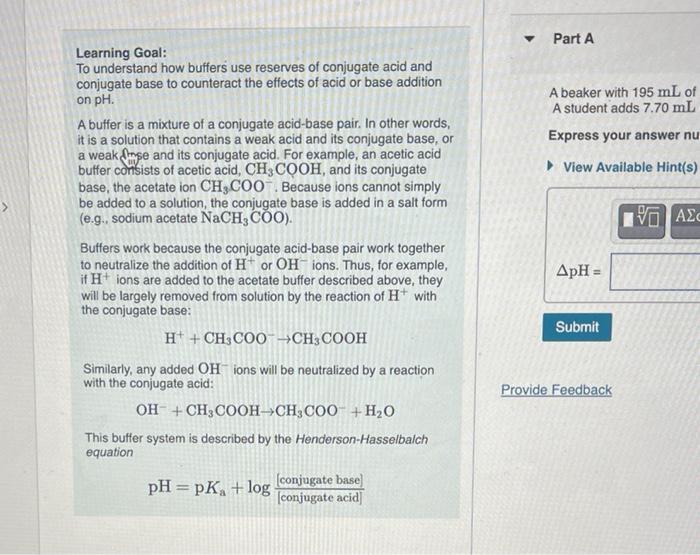 Solved Learning Goal: To understand how buffers use reserves | Chegg.com