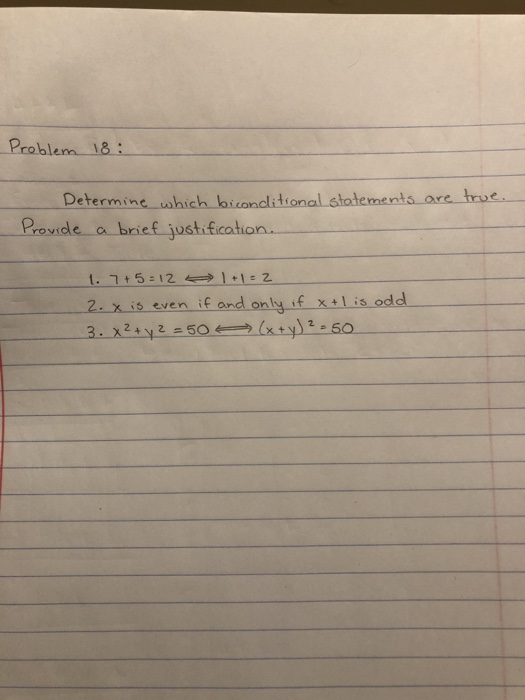 Solved Problem 18: Determine which biconditional statements | Chegg.com
