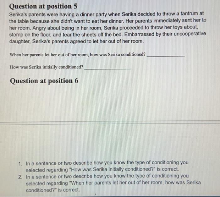 Solved identify the type of operant conditioning that is | Chegg.com