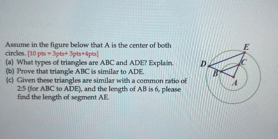 Solved Assume in the figure below that A ﻿is the center of | Chegg.com