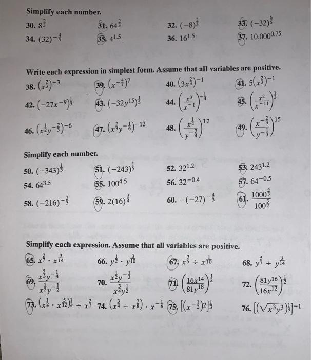 Solved Simplify each number. 30.83 31.643 33. 41.5 32. (-8) | Chegg.com