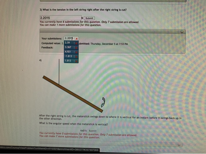 Solved Meterstick 3 4 5 6 7 8 A meterstick (L-1 m) has a | Chegg.com
