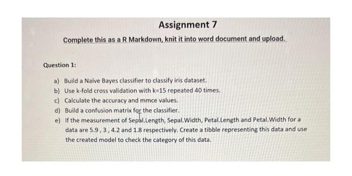Solved Complete This As A R Markdown Knit It Into Word 