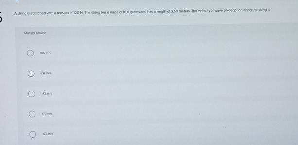 Solved A string is stretched with a tension of 120 ﻿N . ﻿The | Chegg.com
