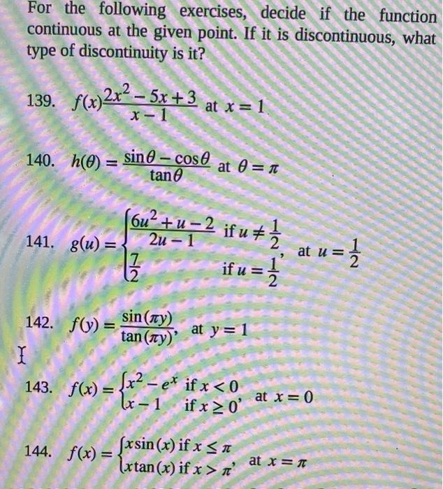 Solved For the following exercises, decide if the function | Chegg.com