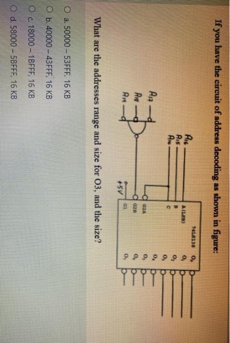Solved If you have the circuit of address decoding as shown | Chegg.com