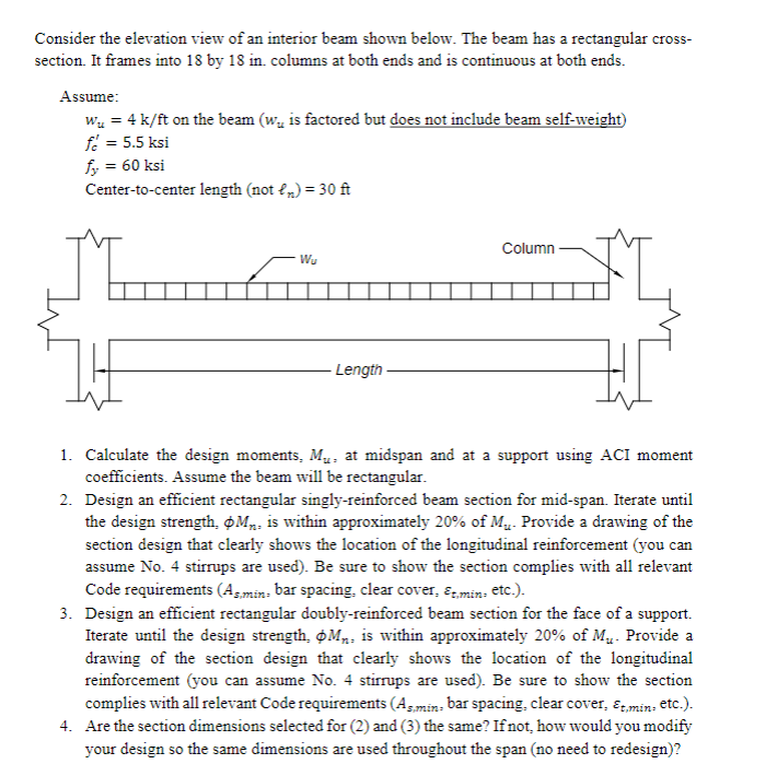 Solved Consider the elevation view of an interior beam shown | Chegg.com