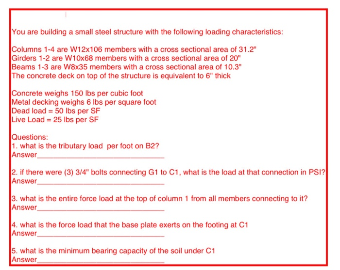 Solved You are building a small steel structure with the | Chegg.com