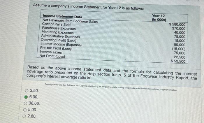 Solved Assume a company's income Statement for Year 12 is as | Chegg.com