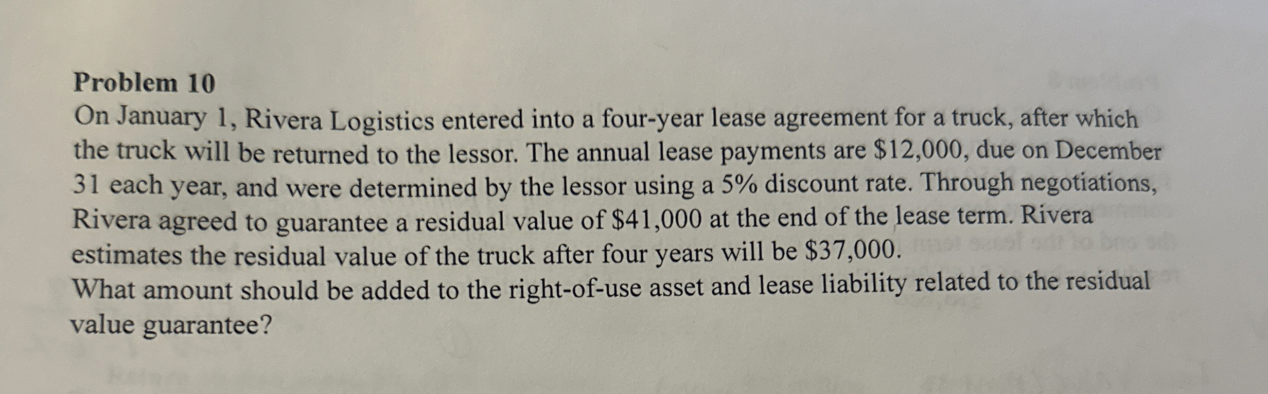 Solved Problem 10On January 1, ﻿Rivera Logistics entered | Chegg.com