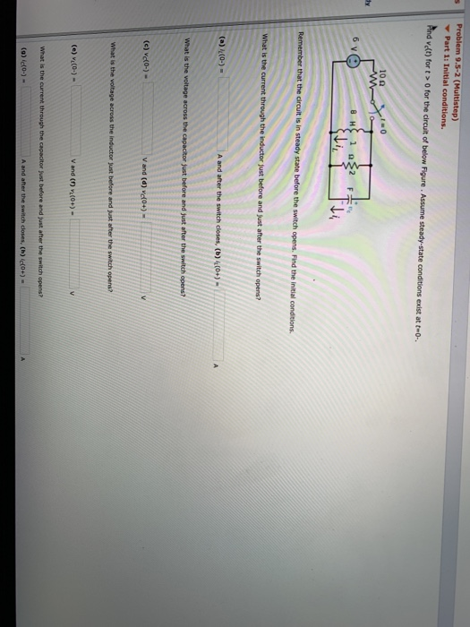 Solved Problem 9.5-2 (Multistep) Part 1: Initial conditions. | Chegg.com