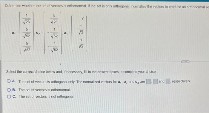 Solved Determine Whether The Set Of Vectors Is Orthonormal