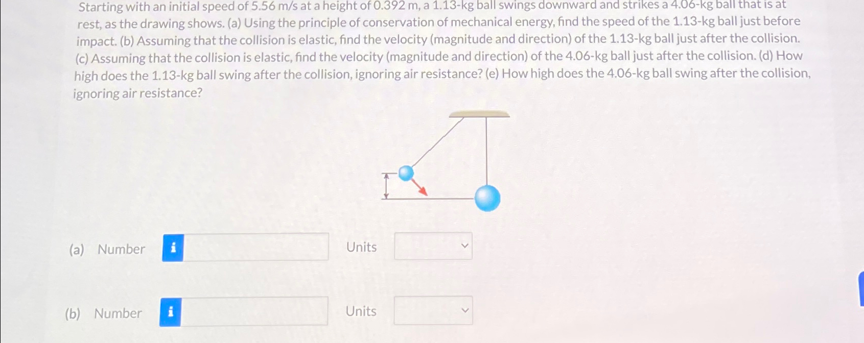 Solved Starting with an initial speed of 5.56ms ﻿at a height | Chegg.com