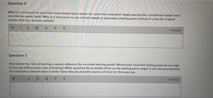 Solved Question 2 Compare the sharp melting point of a pure | Chegg.com