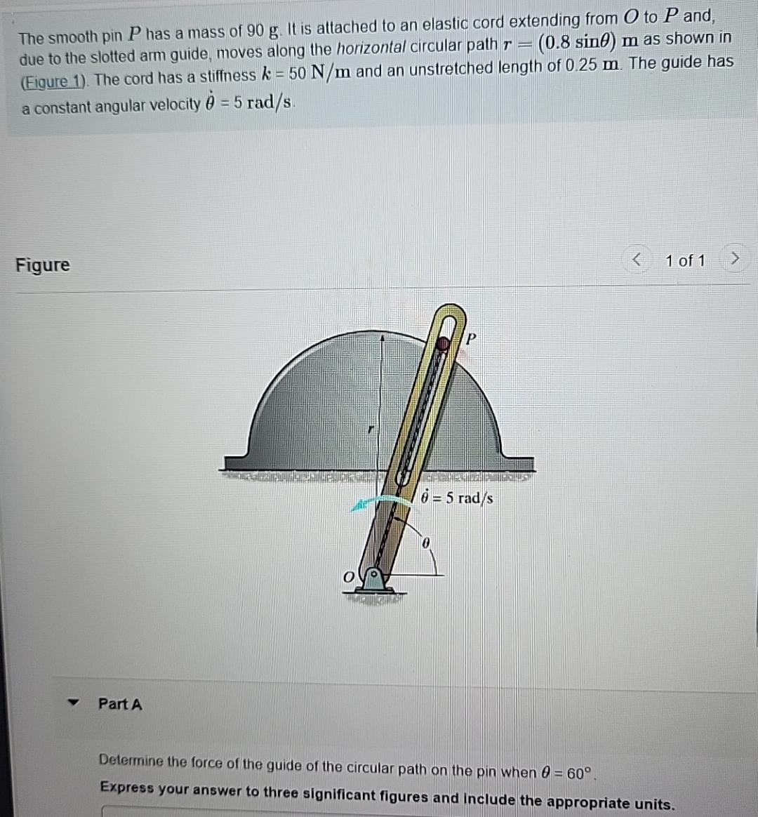 Solved The smooth pin P ﻿has a mass of 90g. ﻿It is altached | Chegg.com