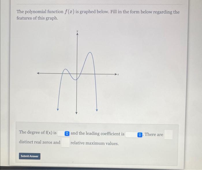 Solved The polynomial function f(x) is graphed below. Fill | Chegg.com