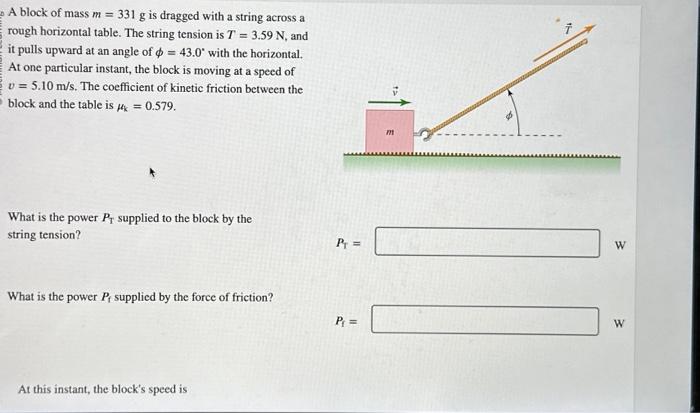 Solved - A block of mass m = 331 g is dragged with a string | Chegg.com