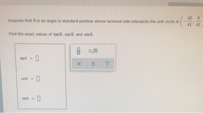 Solved Suppose that is an angle in standard position whose | Chegg.com