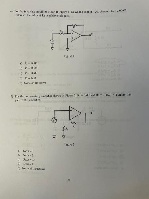Solved 4) For the inverting amplifier shown in Figure 1, we | Chegg.com