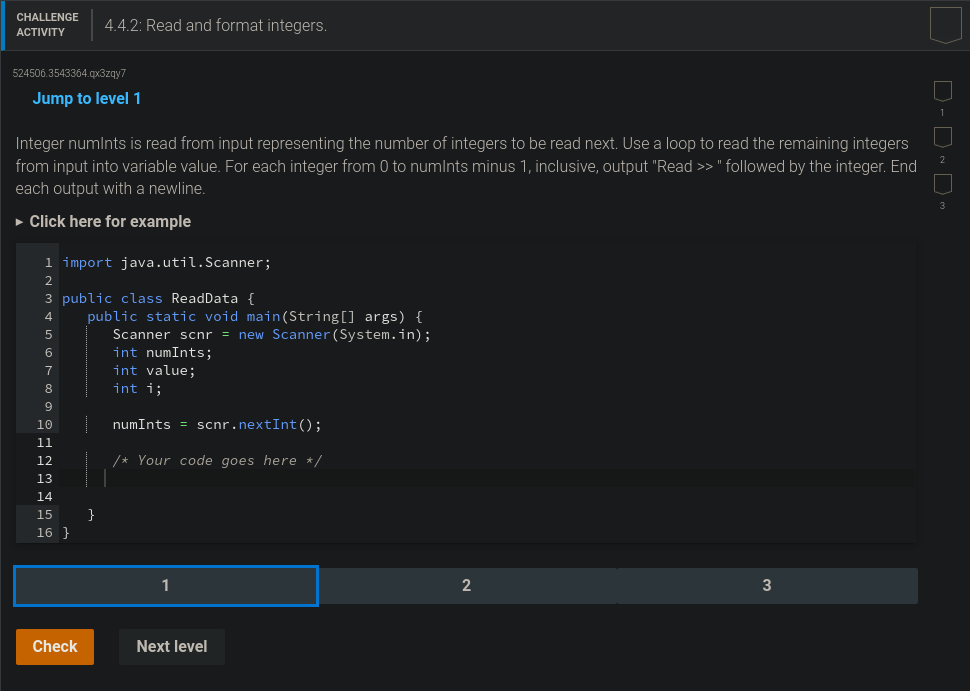 Solved Integer numlnts is read from input representing the | Chegg.com