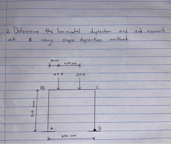 Solved 1. Determine the horizontal diflection and end moment | Chegg.com