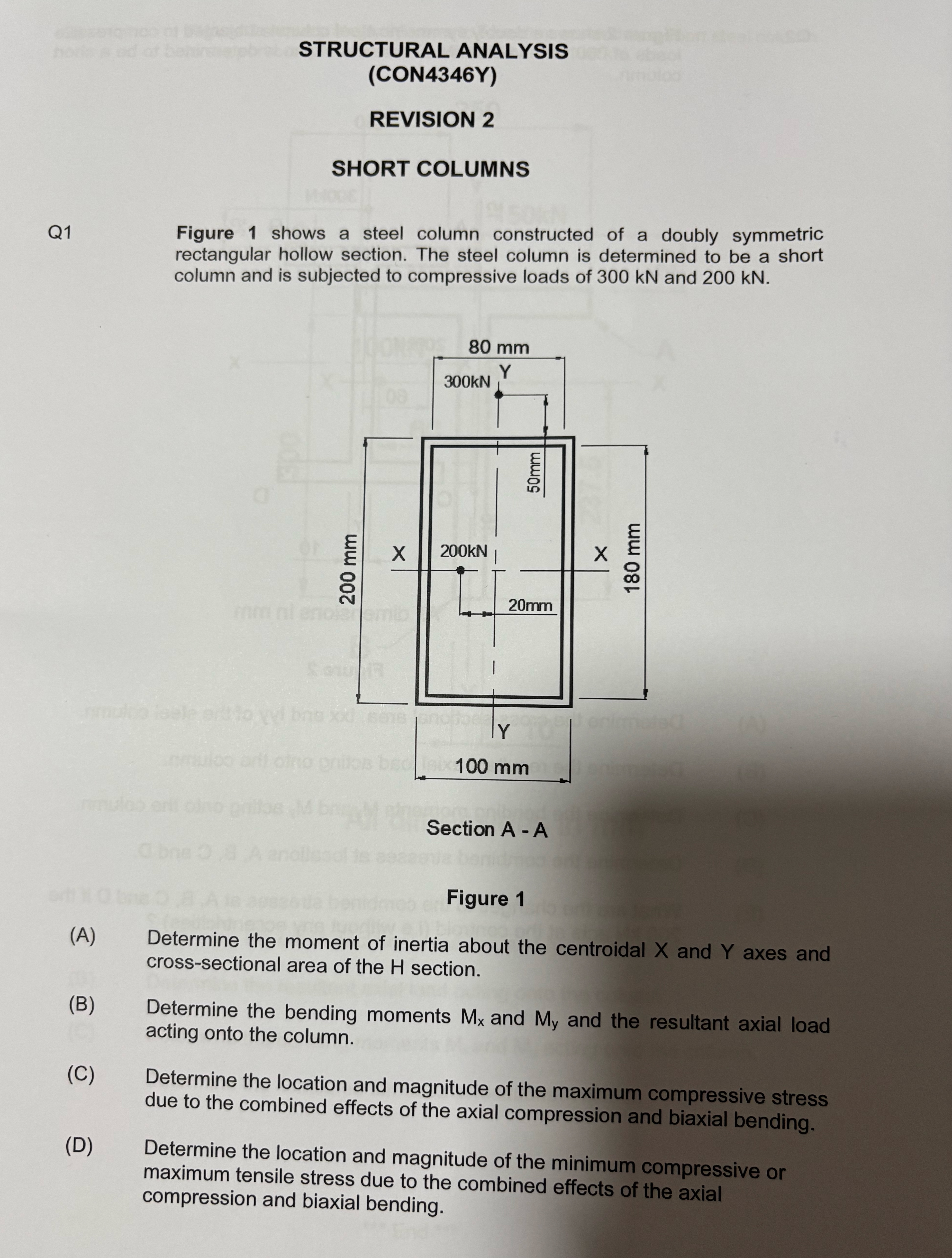 Solved STRUCTURAL ANALYSIS (CON4346Y)REVISION 2SHORT | Chegg.com