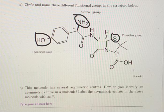 Solved a) Circle and name three different functional groups | Chegg.com
