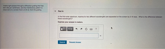 Solved Visible light passes through a diffraction grating | Chegg.com