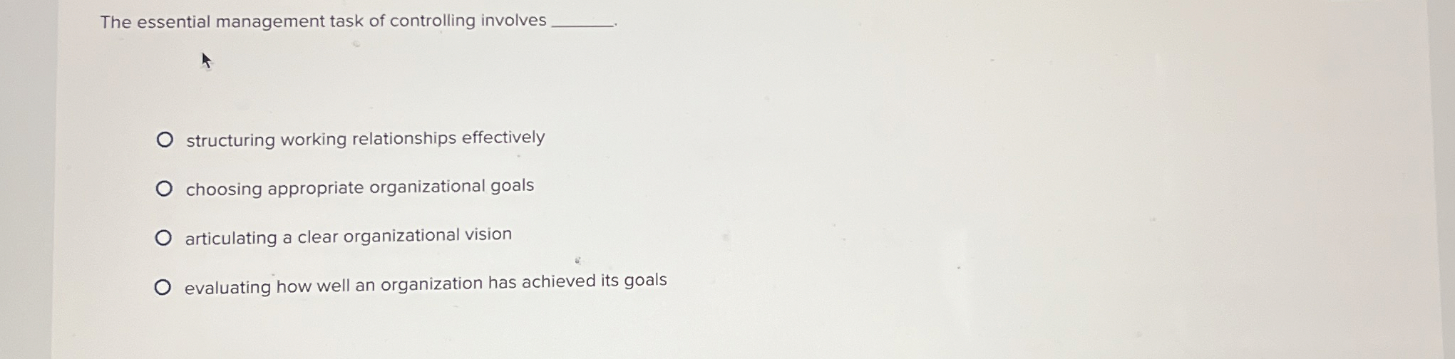 Solved The essential management task of controlling | Chegg.com