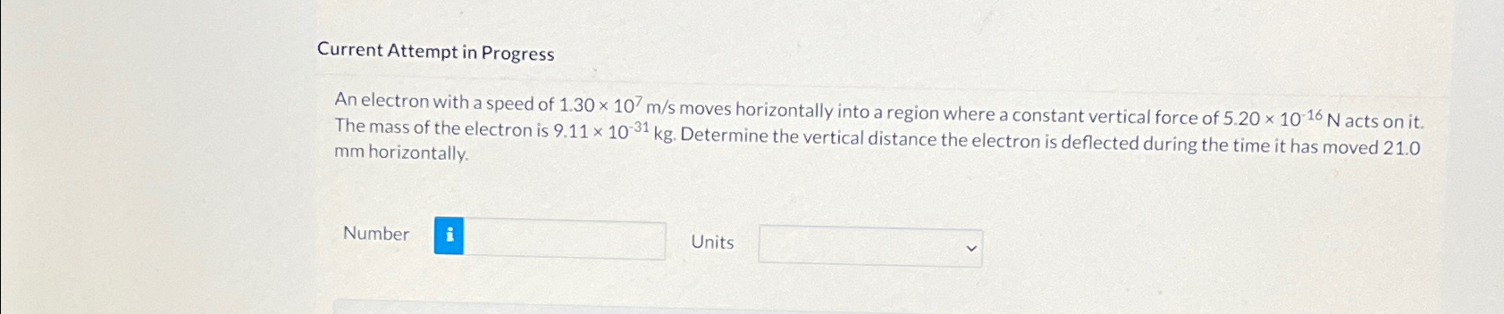 Solved Current Attempt in ProgressAn electron with a speed | Chegg.com