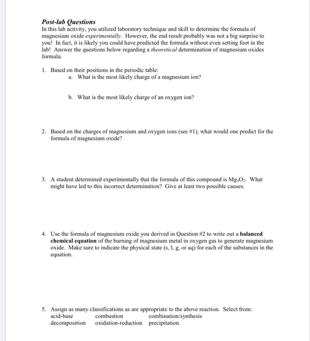 Solved Post-lab Questions In this lab activity, you utilized | Chegg.com