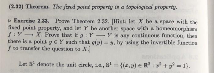 Solved (2.32) Theorem. The fixed point property is a | Chegg.com
