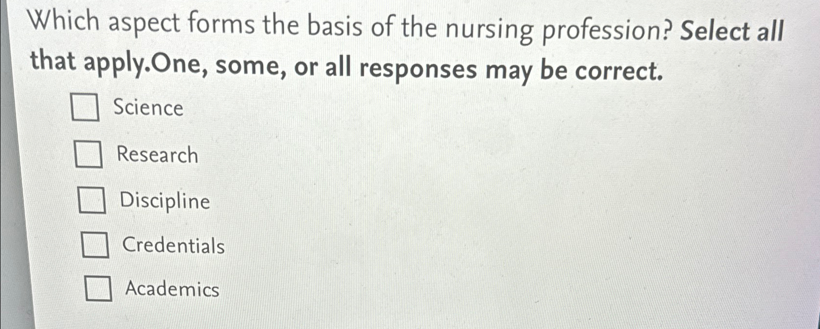 Solved Which aspect forms the basis of the nursing | Chegg.com