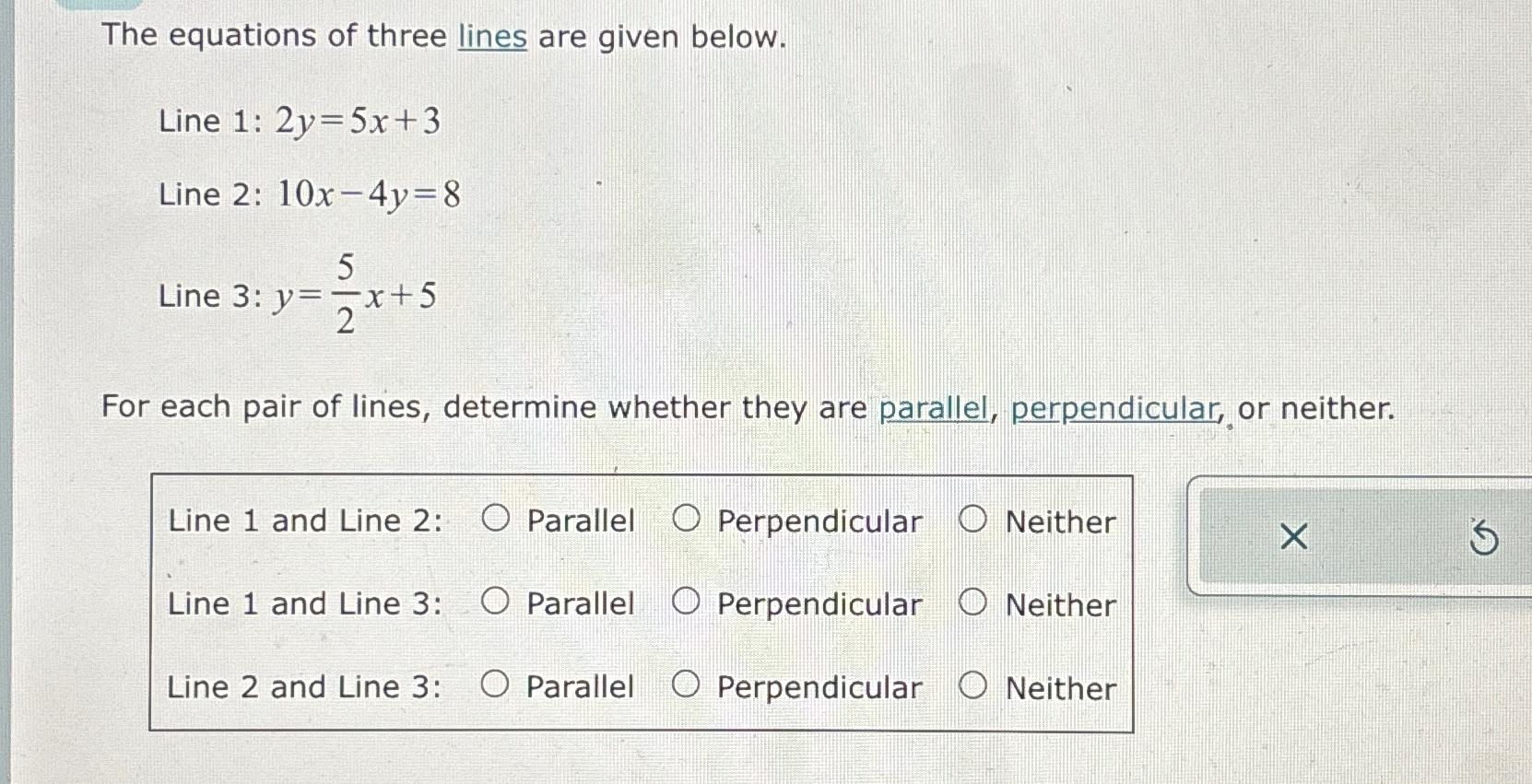 Solved The equations of three lines are given below.Line 1: | Chegg.com