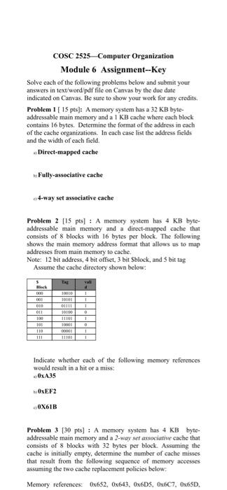 Solved COSC 2525 Computer Organization Module 6 | Chegg.com
