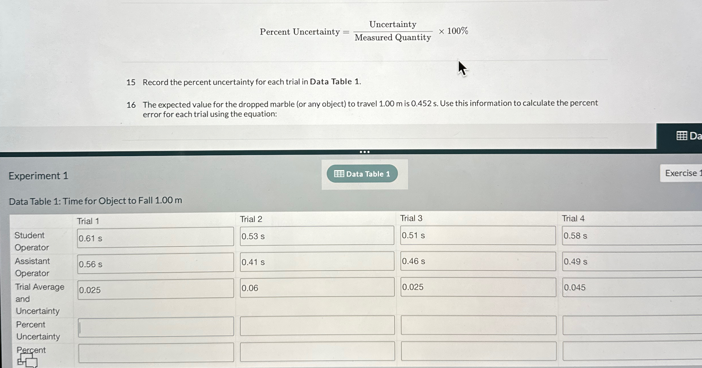 Solved Percent Uncertainty | Chegg.com