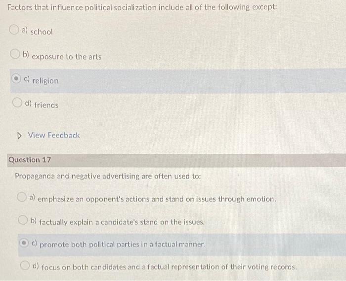 Factors that influence political socialization | Chegg.com