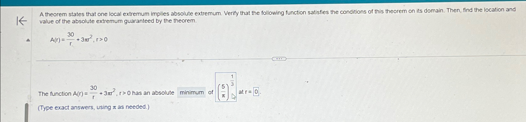 Solved A theorem states that one local extremum implies | Chegg.com