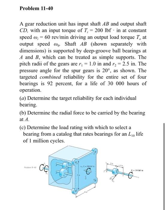 Solved A gear reduction unit has input shaft AB and output | Chegg.com